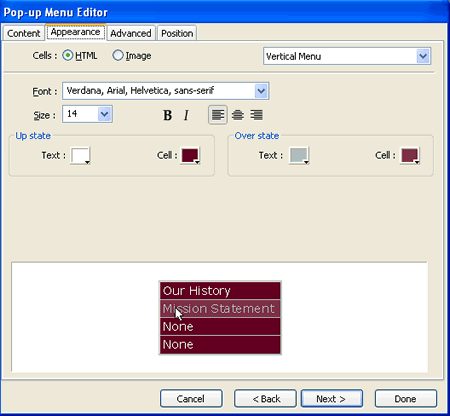 Gloucester Web Design - Building a fly-out menu with Fireworks MX and ...